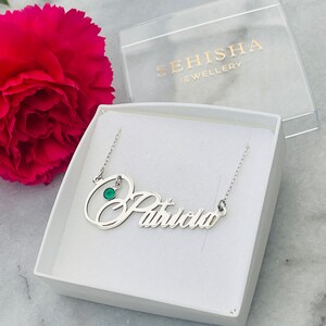 Personalised 925 Sterling Silver Name Necklace With Birthstone, - Etsy