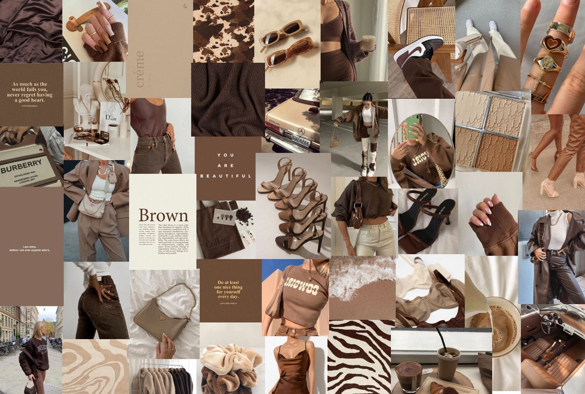 Light Brown Aesthetic Collage Kit - Etsy