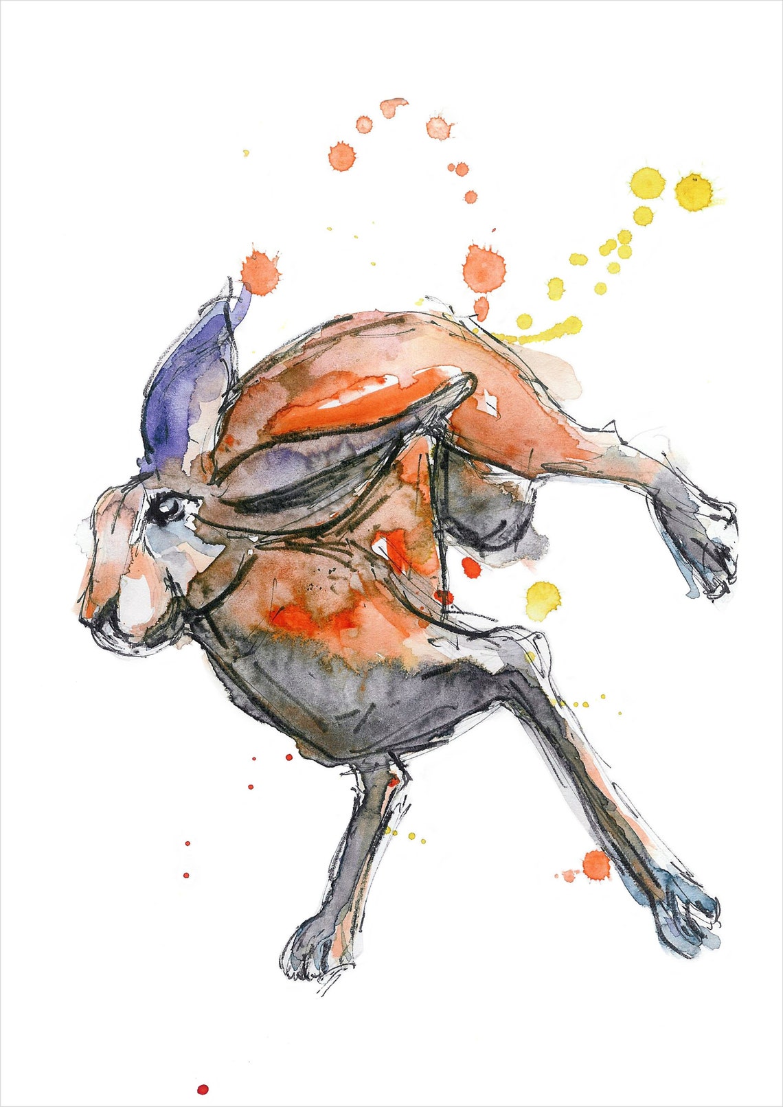 Running Hare Giclée Print, Wall Art, Nursery Art, Hare Print, British ...