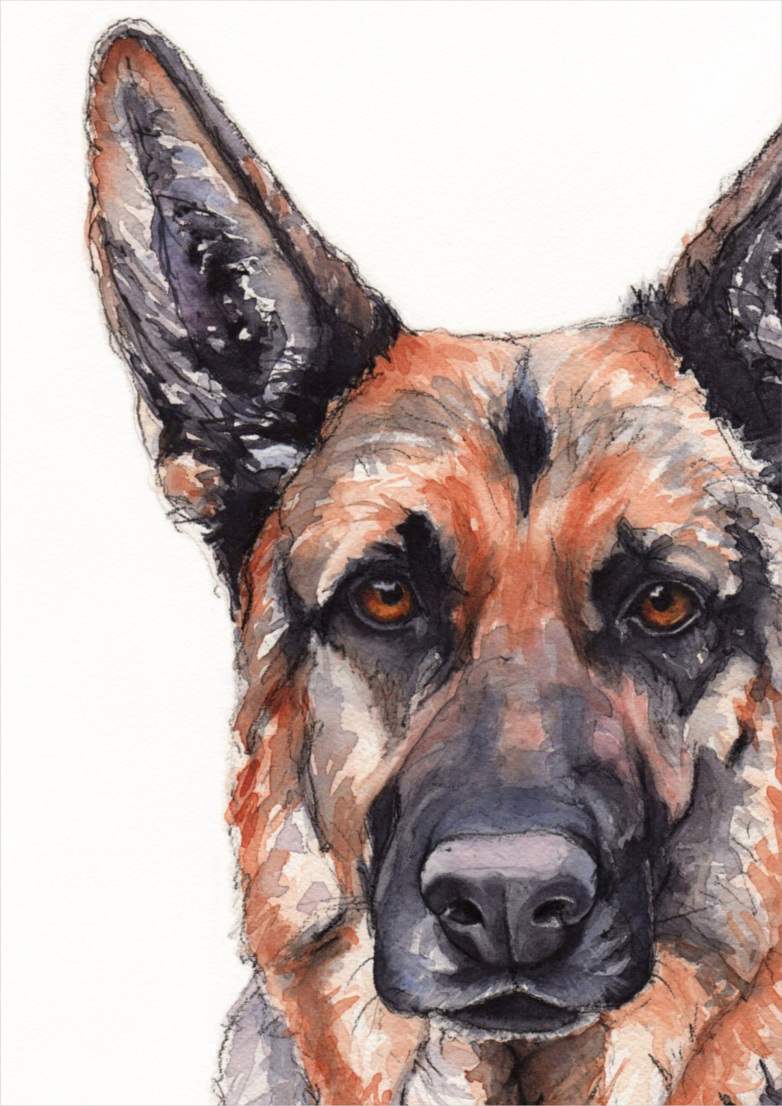 German Shepherd Fine Art Giclée Print, Wall Art, Nursery Art, Dog Print ...