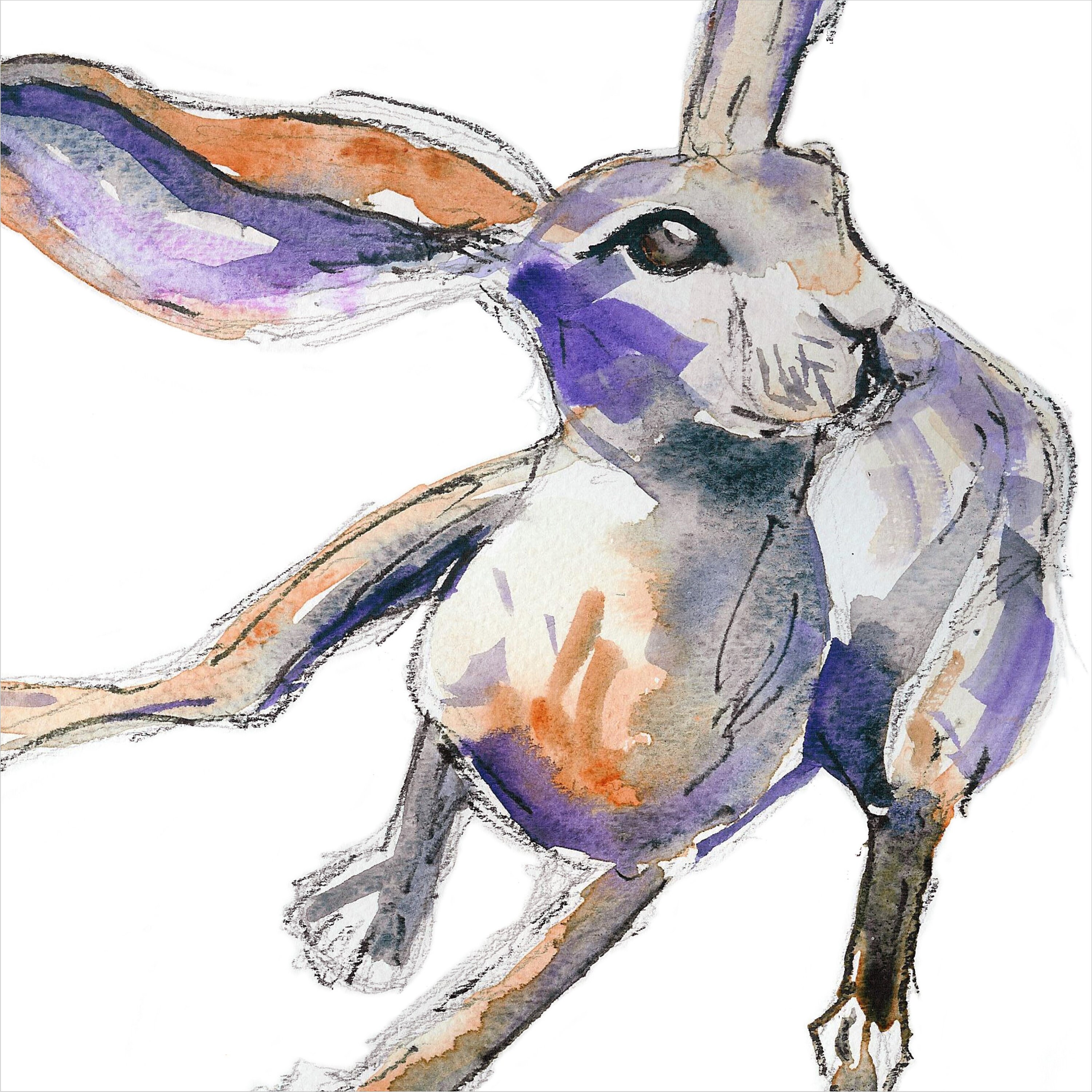 Purple Running Hare Giclée Print Wall Art Nursery Art Hare - Etsy UK