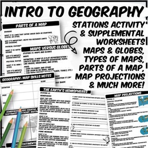 Introduction to Geography Map Stations Activity and Worksheets - Etsy