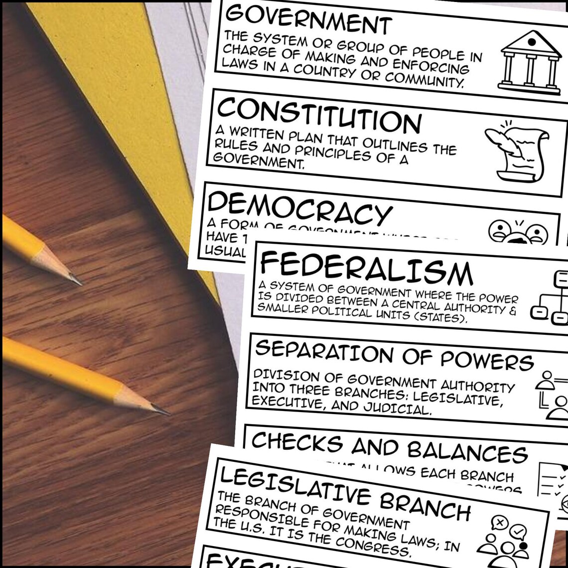 Civics Word Wall Vocabulary Cards for Civic Literacy - Etsy