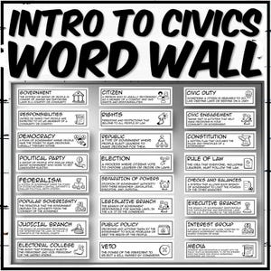 Civics Word Wall Vocabulary Cards for Civic Literacy - Etsy