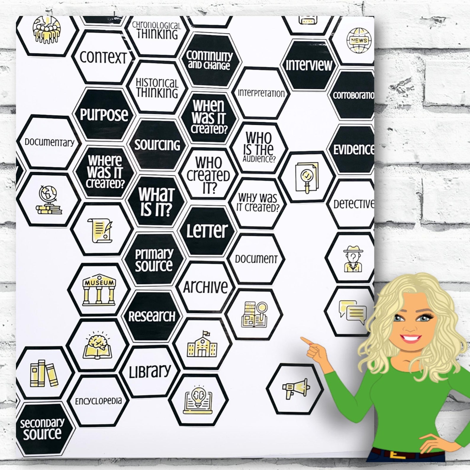 Historical Thinking Hexagonal Bulletin Board Display Digital Download ...