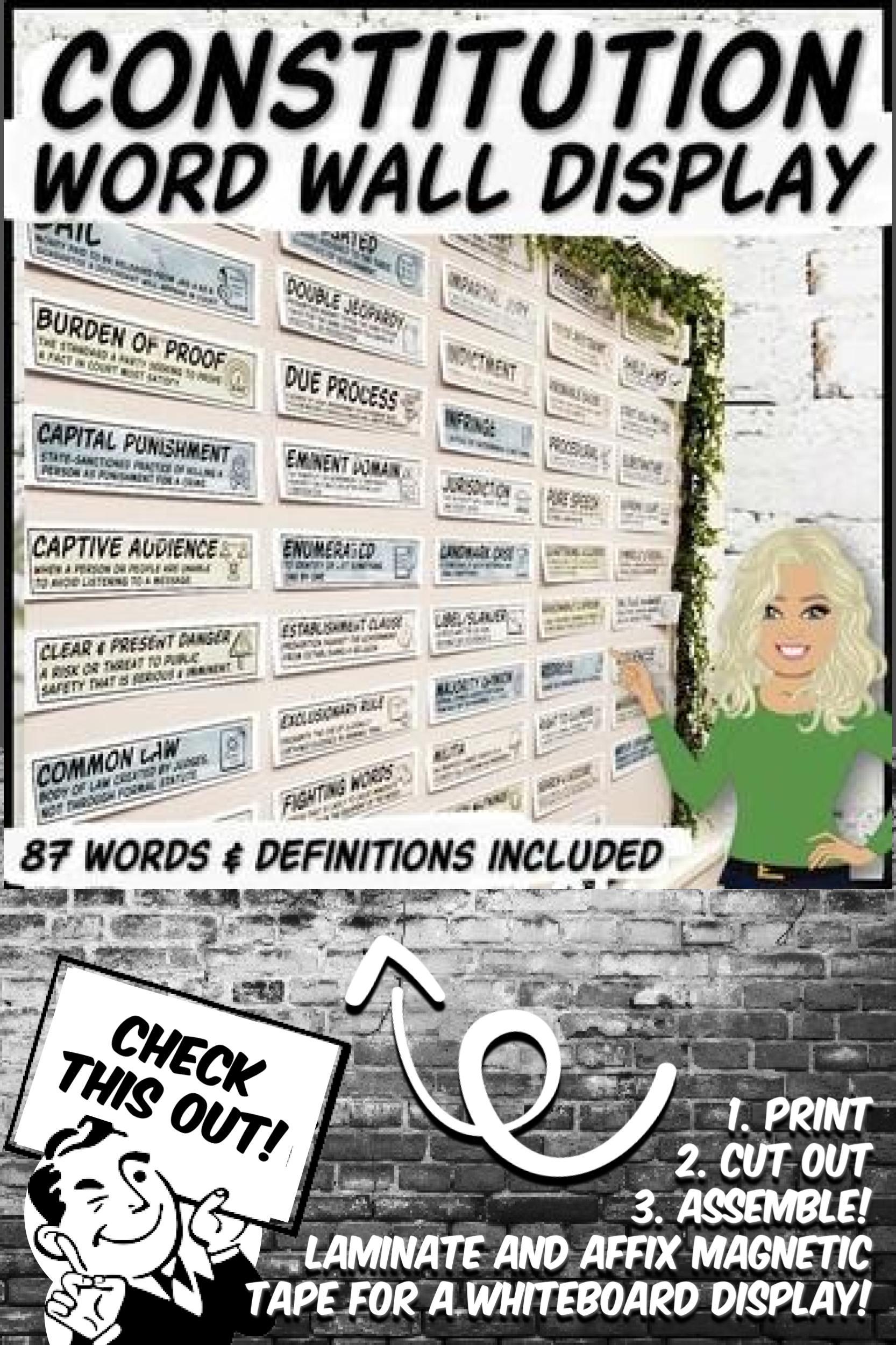 Constitution and Bill of Rights Word Wall Bulletin Board - Etsy