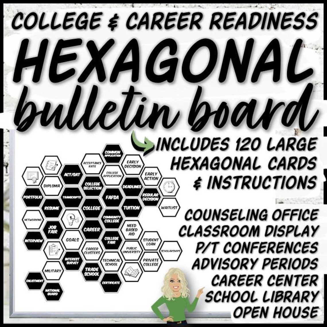 College and Career Readiness Hexagonal Thinking Bulletin Board - Etsy