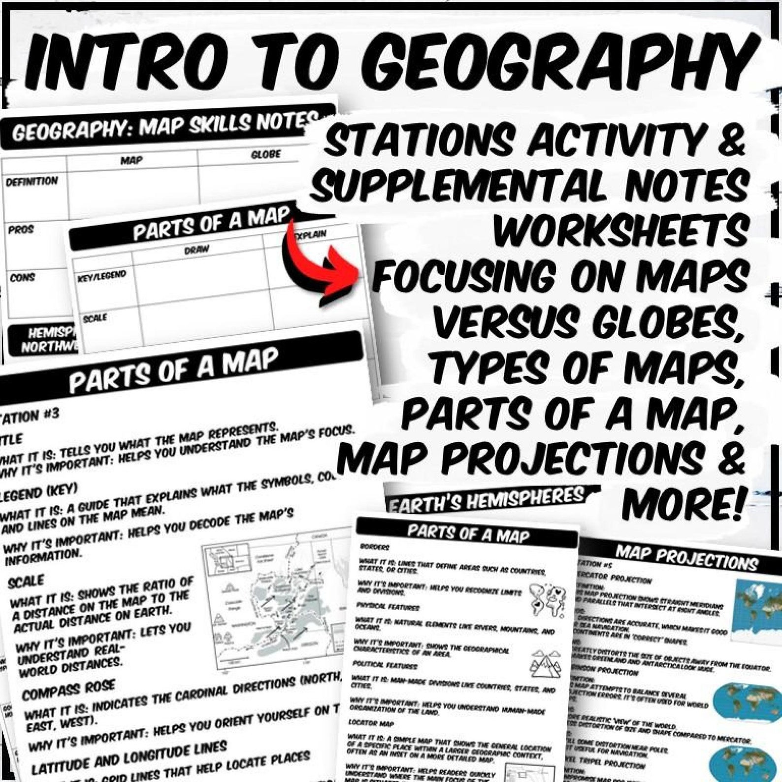 Introduction to Geography Map Stations Activity and Worksheets - Etsy