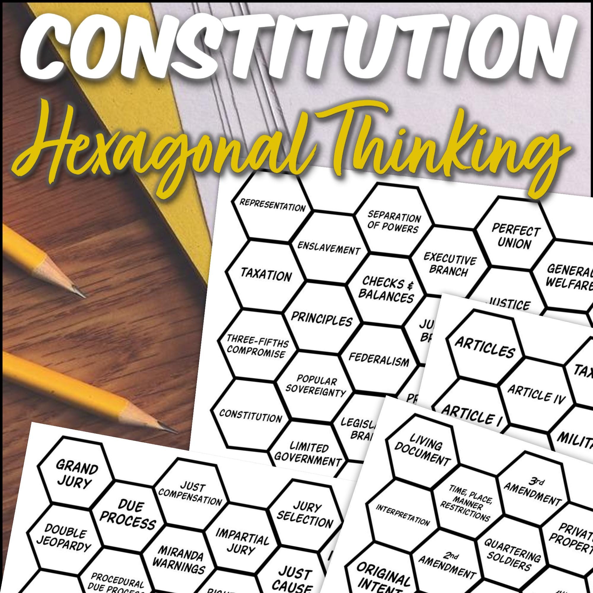 Constitution and Bill of Rights Hexagonal Thinking Activity (paper ...
