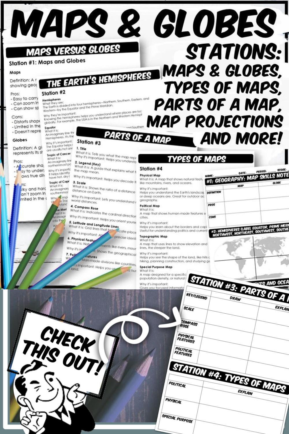 Introduction to Geography Map Stations Activity and Worksheets - Etsy