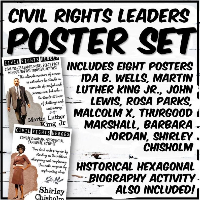 Civil Rights Heroes Poster Set & Historical Hexagonal Autobiography ...