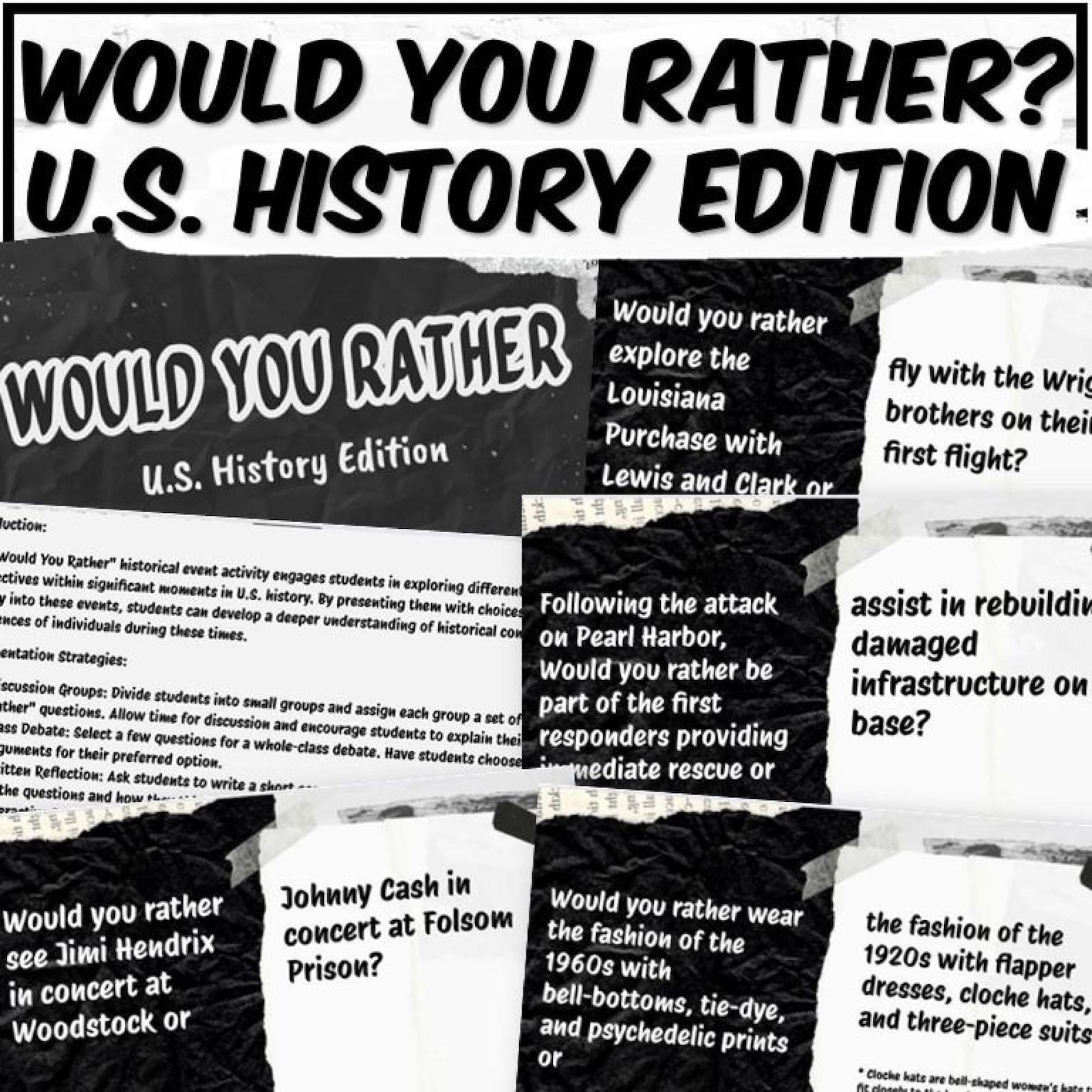 Would You Rather U.S. History Activity | Back-to-school - Etsy
