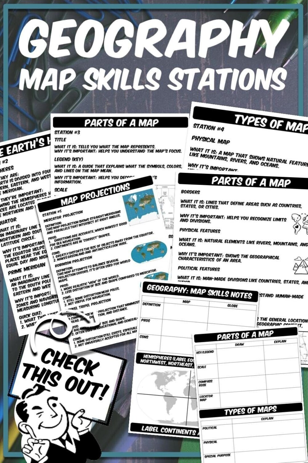 Introduction to Geography Map Stations Activity and Worksheets - Etsy