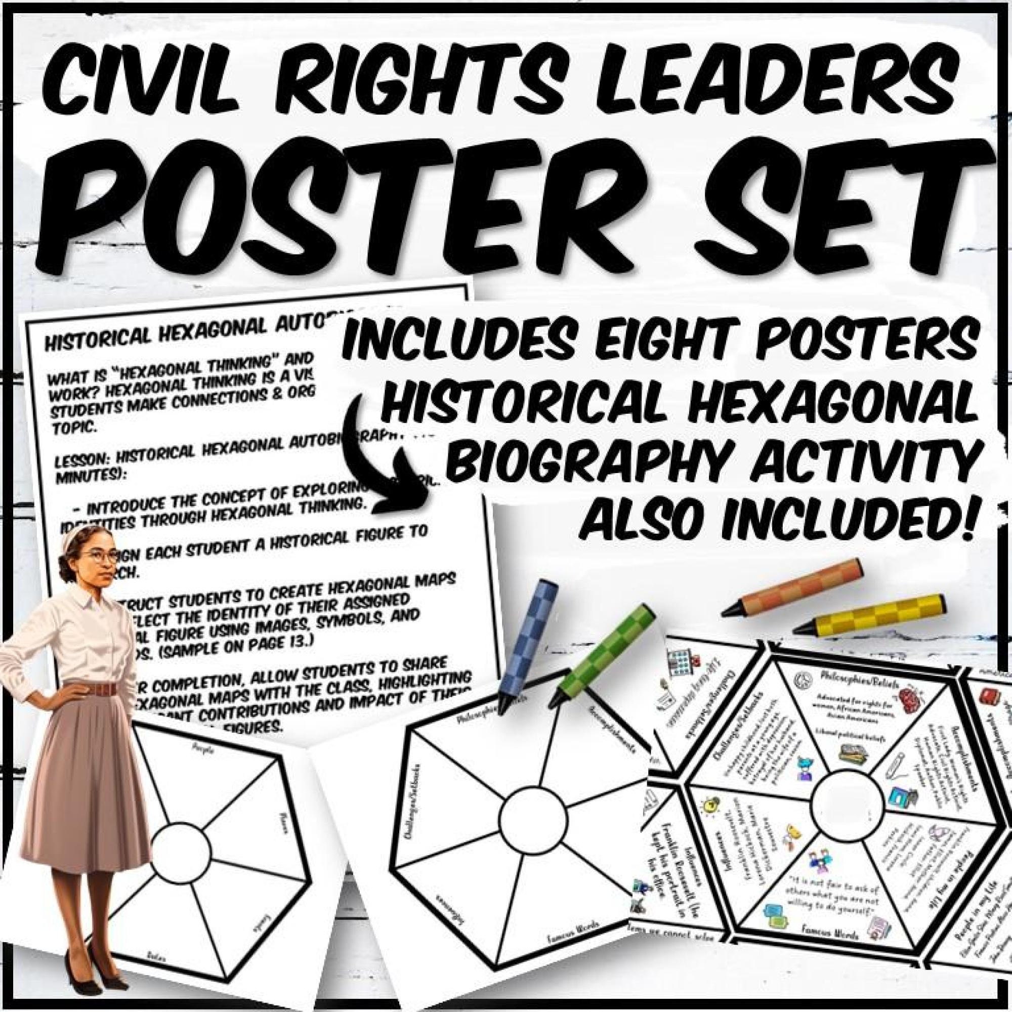 Civil Rights Heroes Poster Set & Historical Hexagonal Autobiography ...