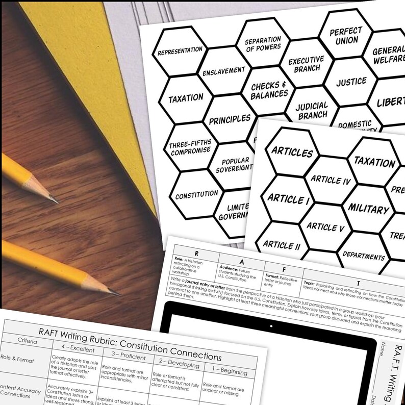 Constitution and Bill of Rights Hexagonal Thinking Activity (paper ...