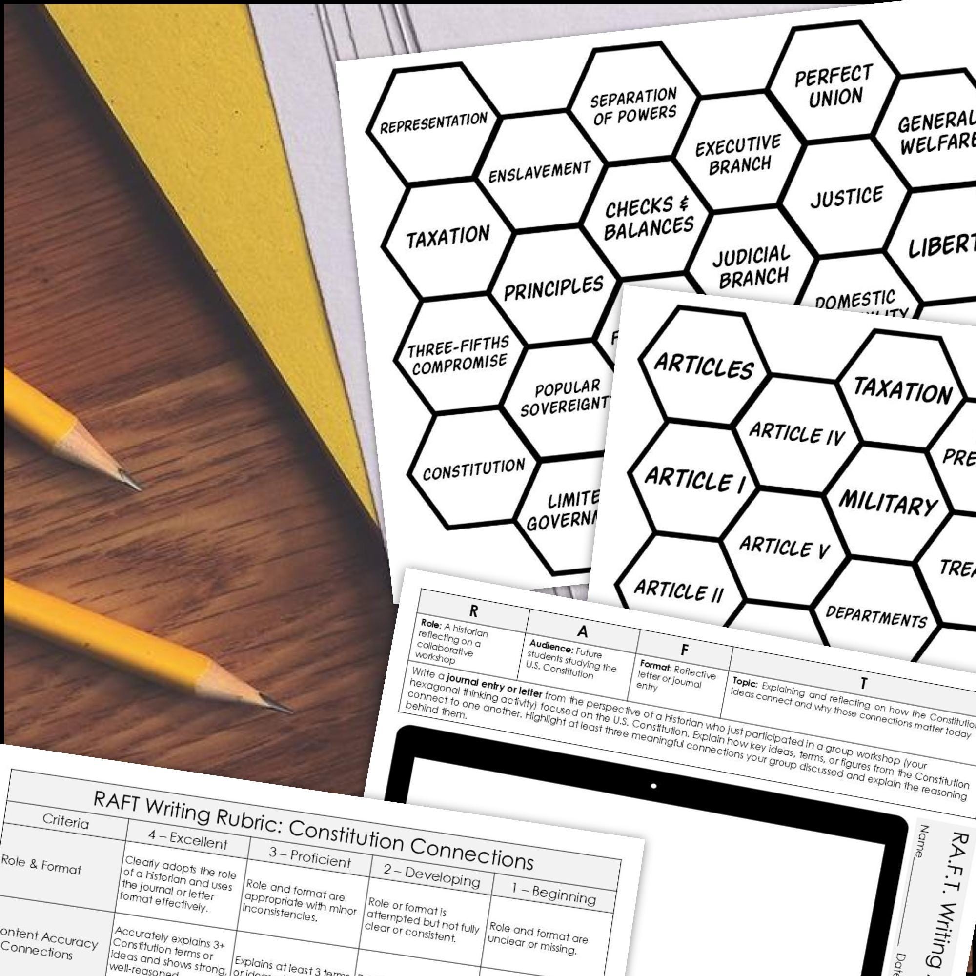 Constitution and Bill of Rights Hexagonal Thinking Activity (paper ...