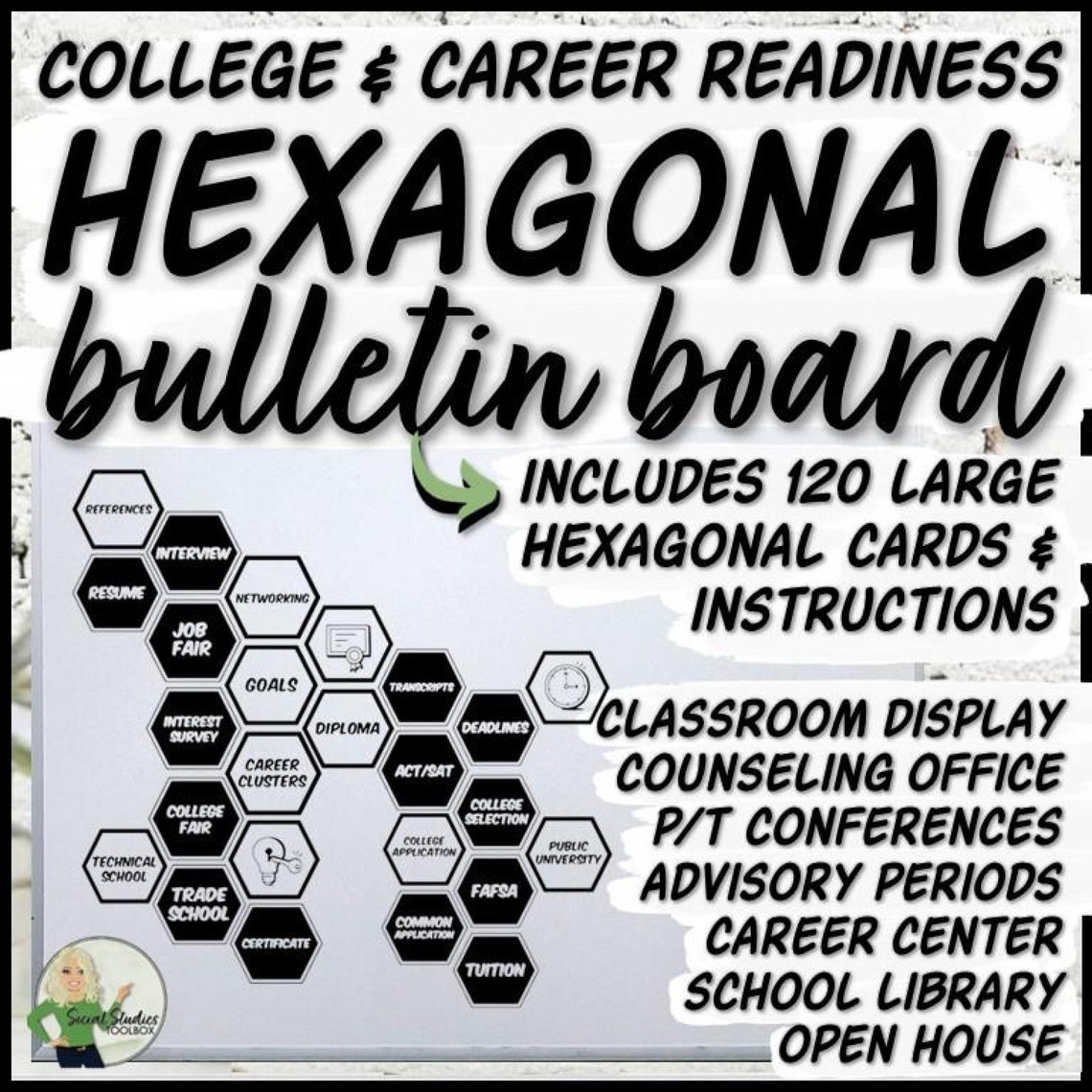 College and Career Readiness Hexagonal Thinking Bulletin Board - Etsy