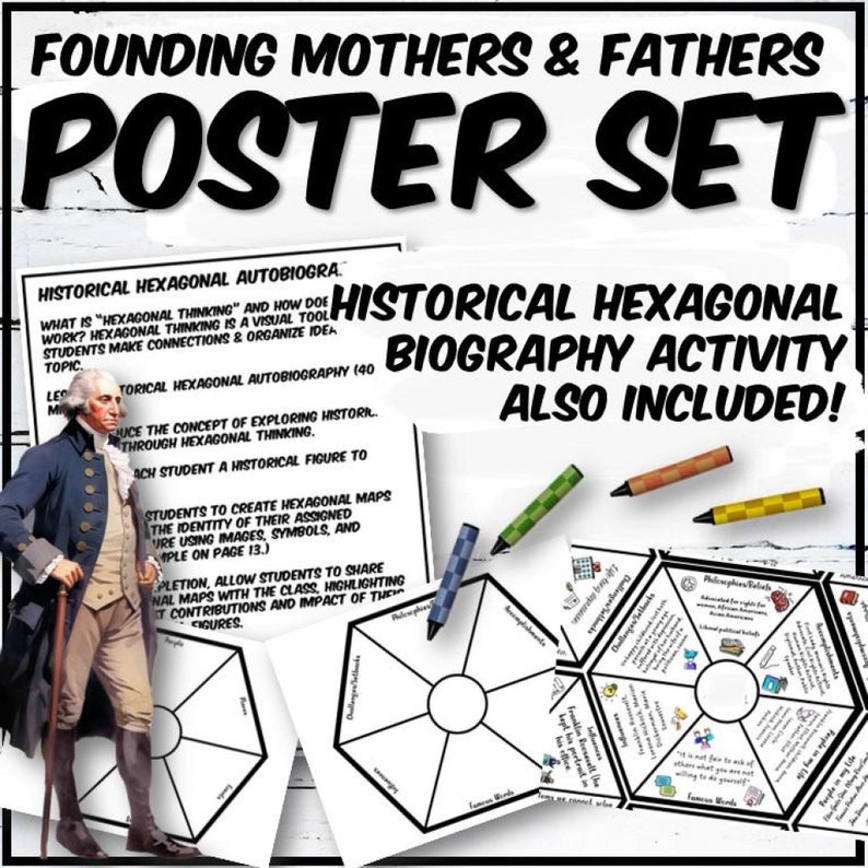 Founding Mothers and Fathers Poster Set and Historical Hexagonal ...