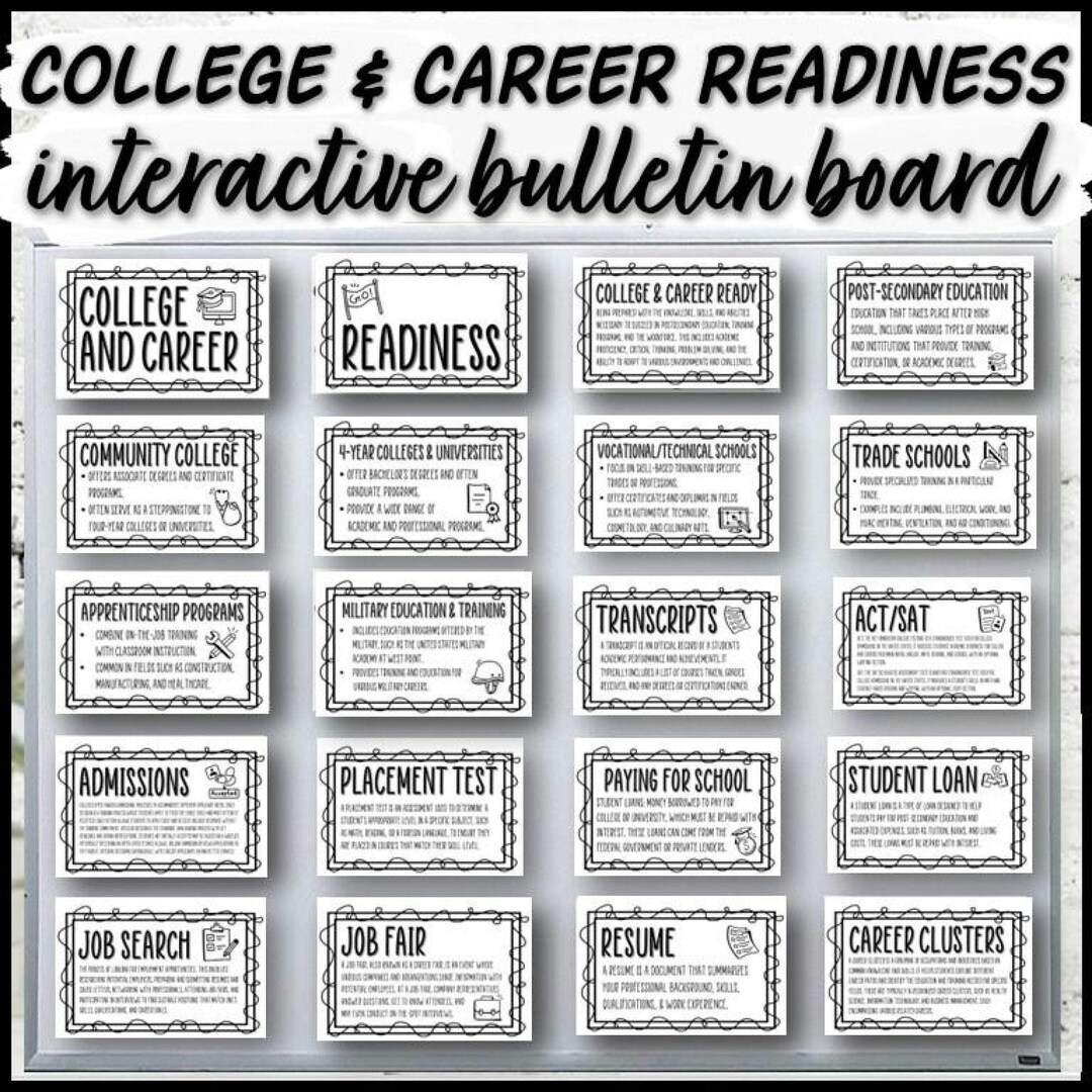College and Career Readiness Interactive Bulletin Board and Graphic ...