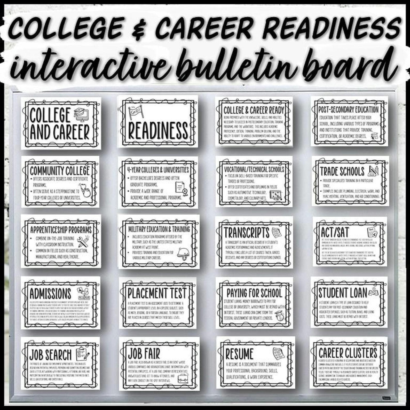 College and Career Readiness Interactive Bulletin Board and Graphic ...