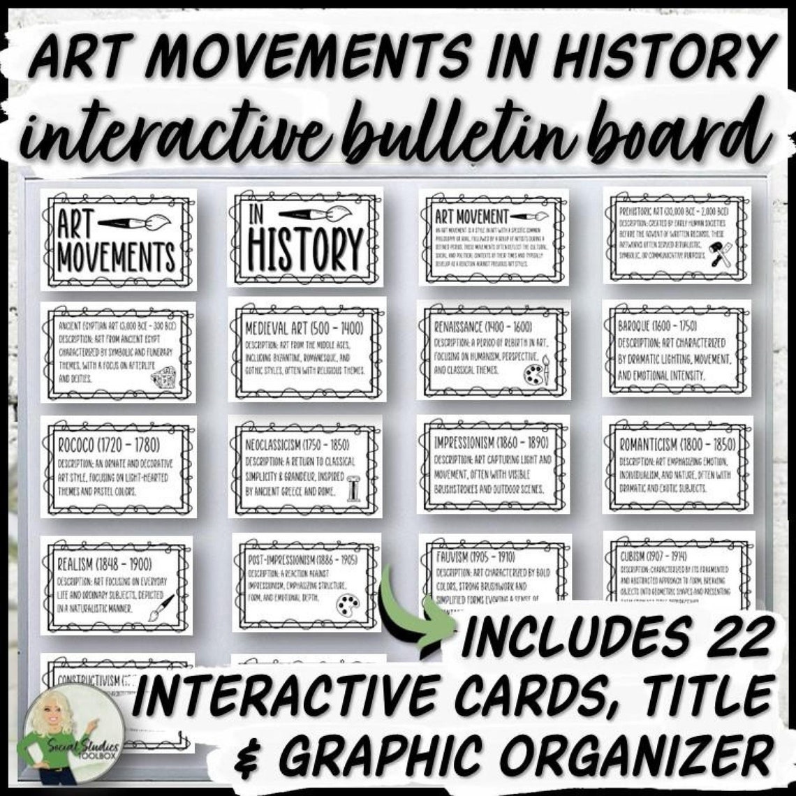 Art Movements in History Interactive Bulletin Board and Graphic ...