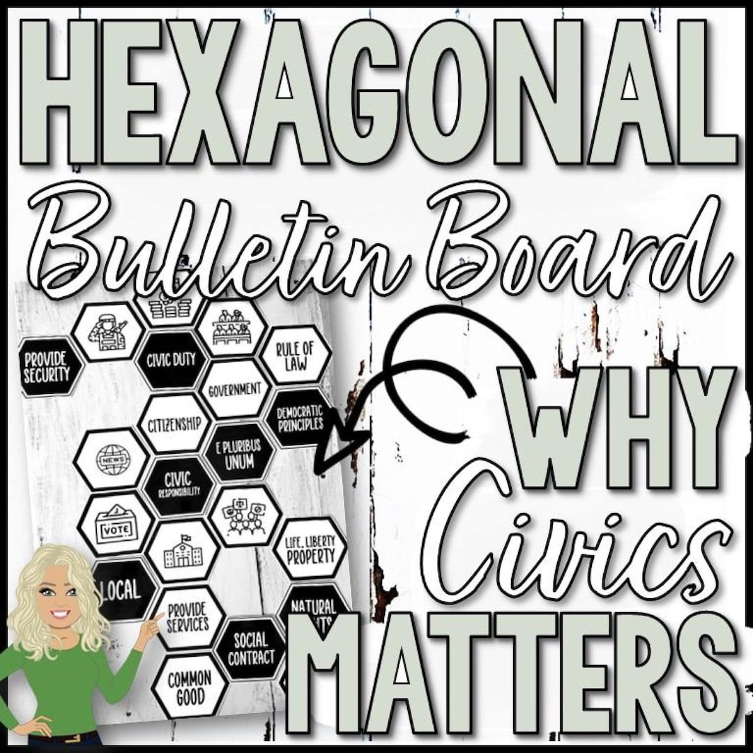 Civic Literacy Hexagonal Thinking Bulletin Board Middle and High School ...