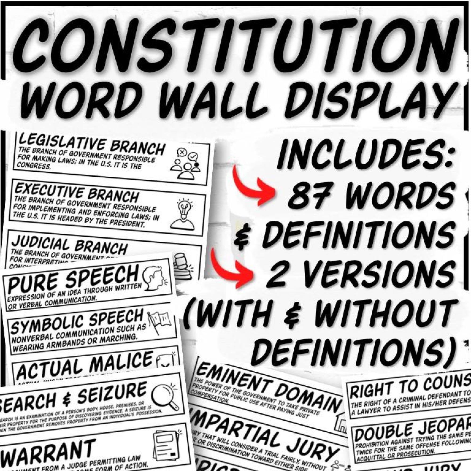 Constitution and Bill of Rights Word Wall Bulletin Board - Etsy