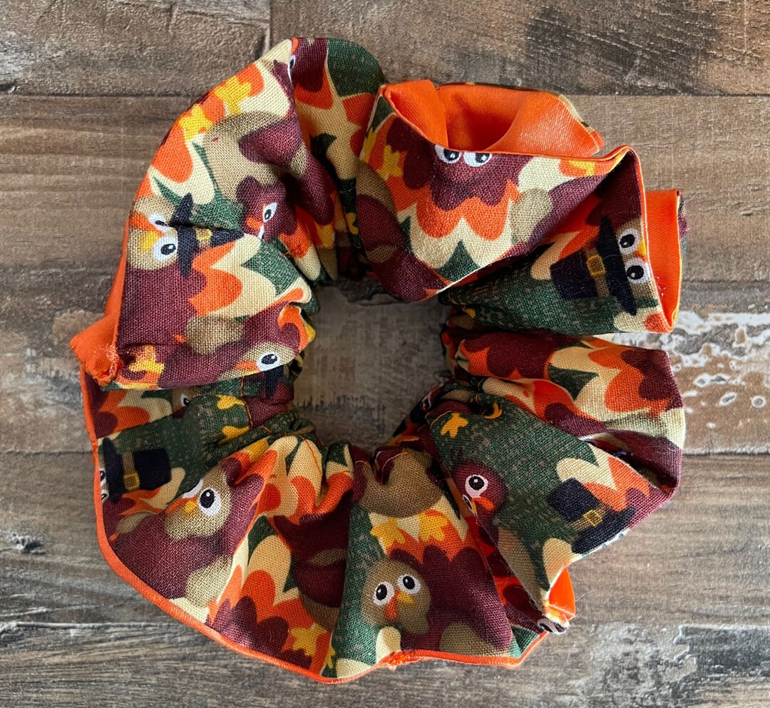 Thanksgiving Turkey Cotton and Orange Satin Large Double Ruffle ...