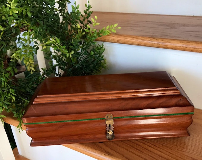 Decorative Wooden Storage Box With Hinged Lid Vintage Wood Document Box ...