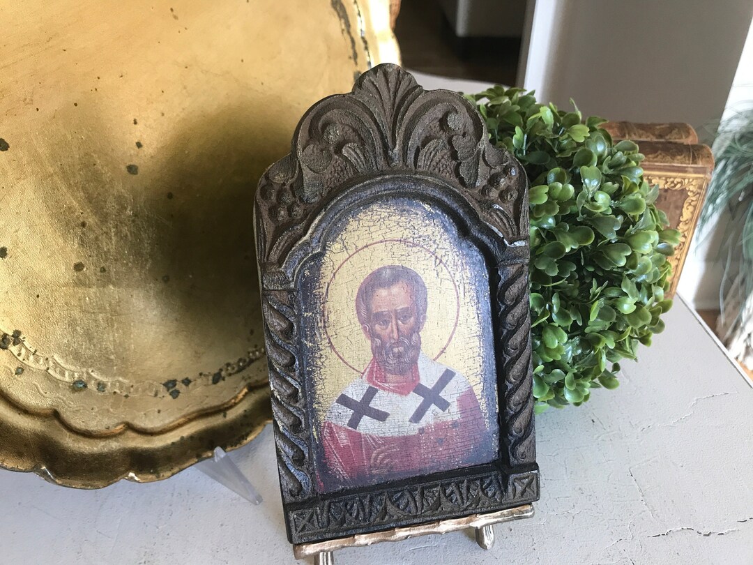 Religious Icon Wood Carving - Vintage Religious Icon Wall Plaque ...