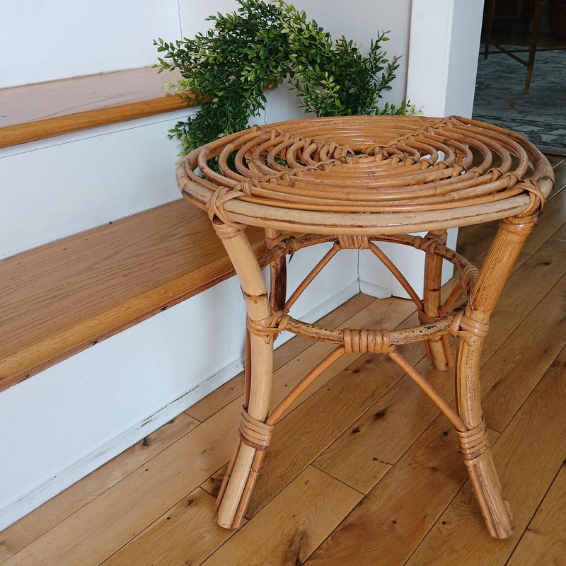 Vintage Bamboo Side Table - Etsy