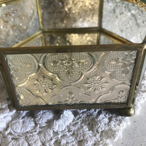 Glass & Brass Mirrored Display Box Vintage Etched Glass Trinket Box ...