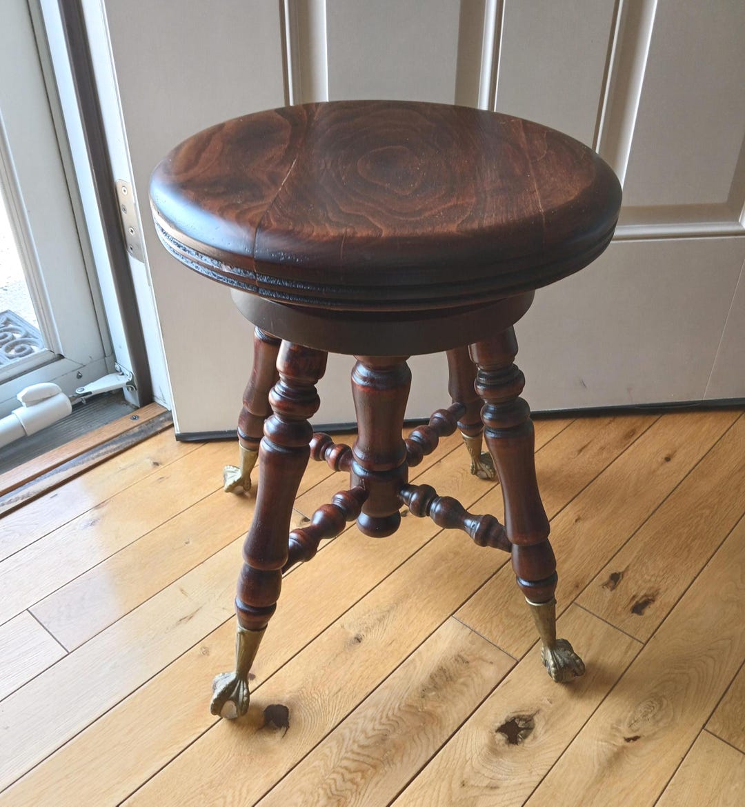 Antique Wood Piano Stool - Piano Stool W/ball & Claw Feet - Vintage ...