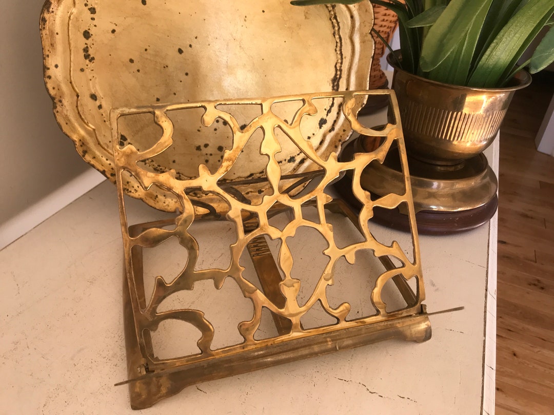 Ornate Brass Bookstand Holder Adjustable Brass Book Holder Brass Book ...