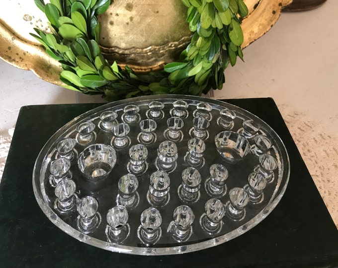 Clear Glass Flower Frog - Vintage Oval Glass 33 Hole Flower Frog ...