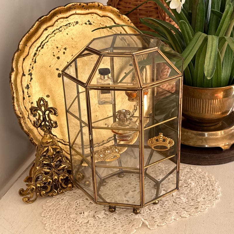 Case Cabinet Glass Gold - Etsy