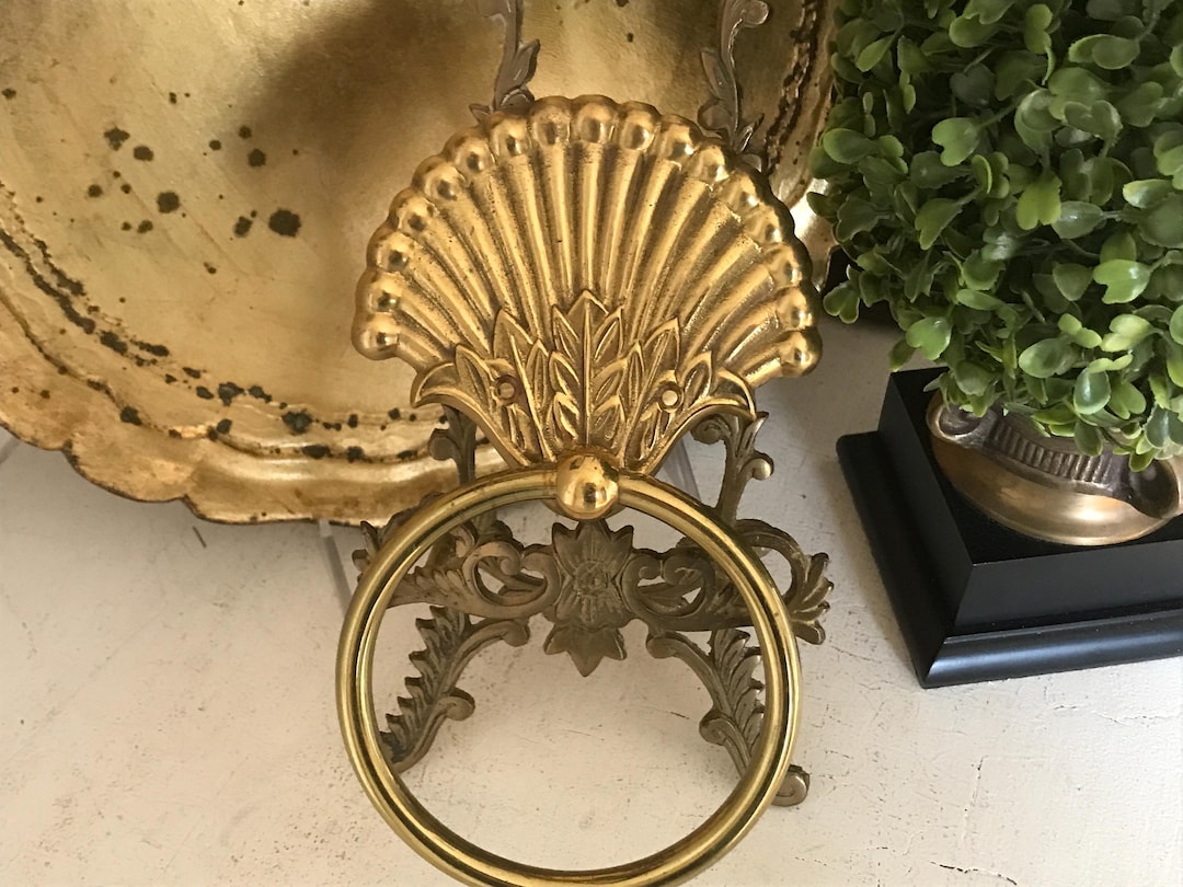 Vintage Brass Shell Towel Ring - Vintage Brass Seashell Towel Holder ...