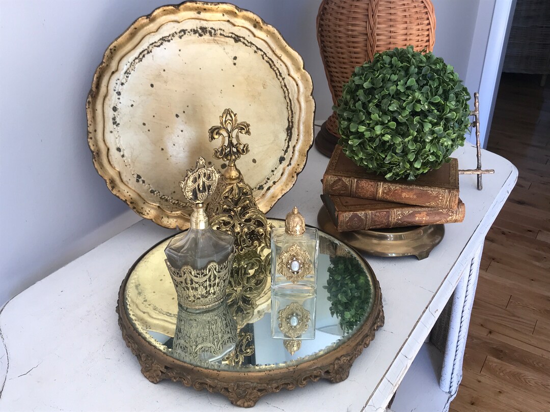 Antique Mirror Plateau 12 Vintage Round Mirrored Plateau Antique ...