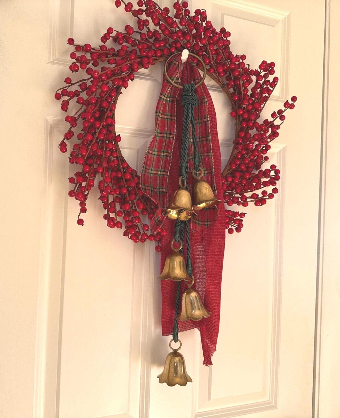 VTG Solid Brass Bell Door Hanger - Corded Hanging Brass Bell Cluster ...