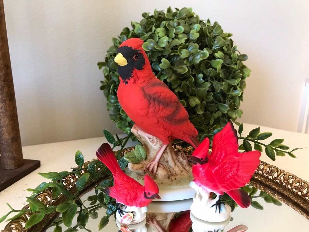 Set LEFTON Cardinal Bird Figurines - Vintage Set of 3 Cardinal ...