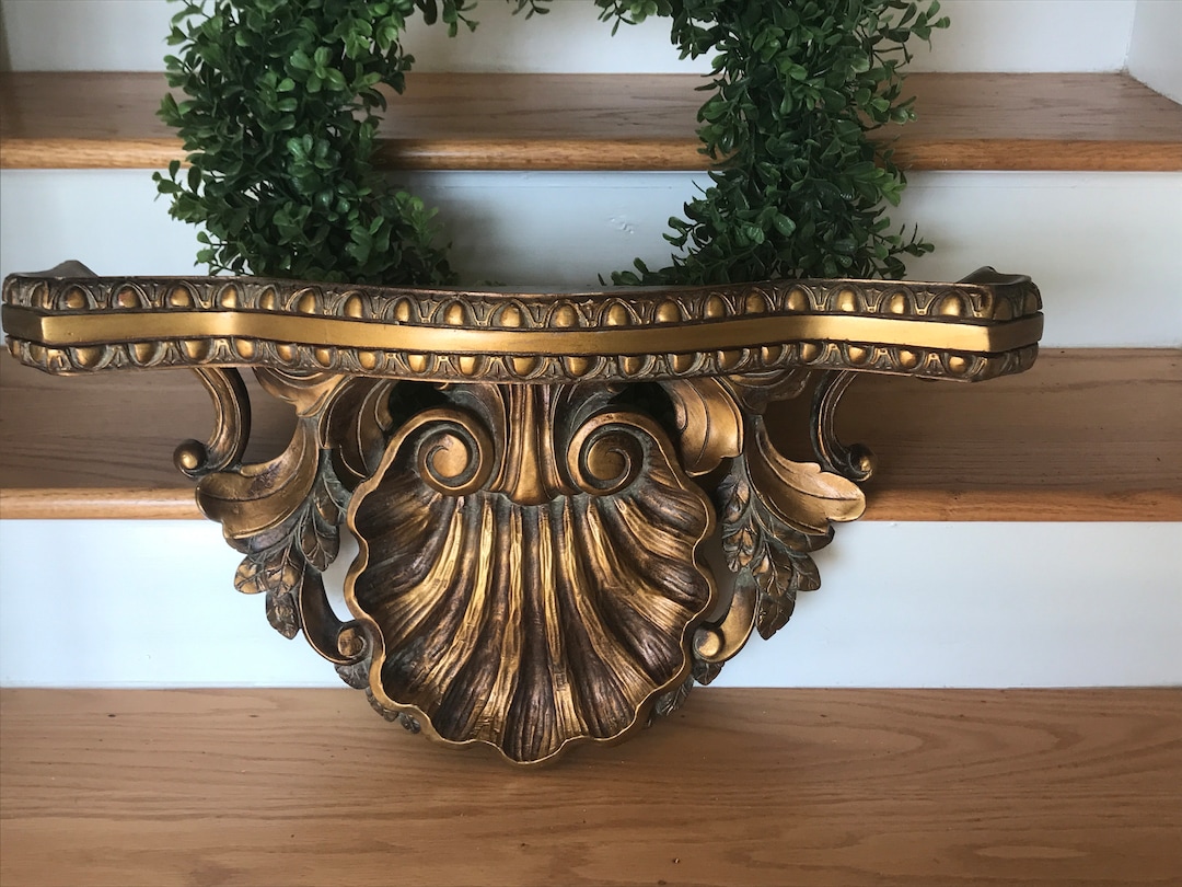 Vintage Gold Wall Shelf - Ornate Gold Wall Mount Shelf - Hollywood ...