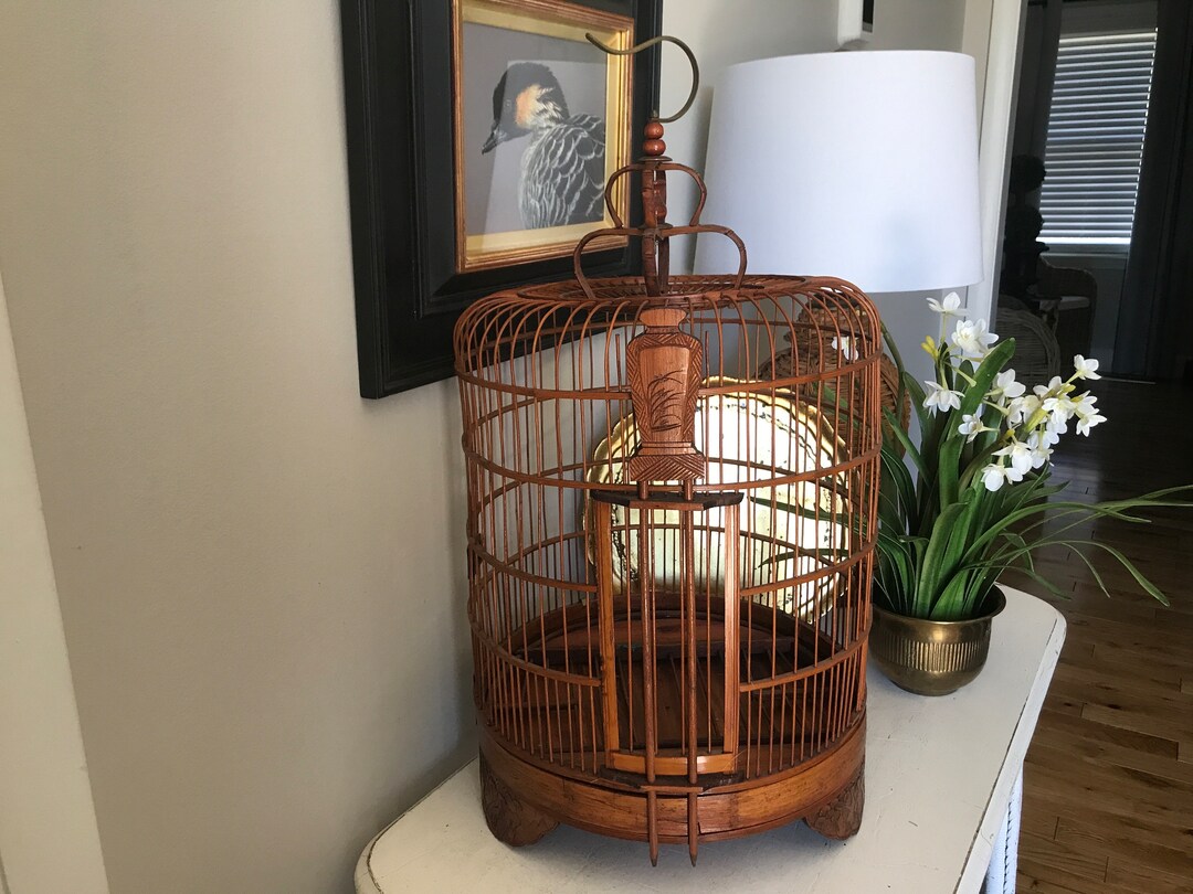 Vintage Chinese Bamboo Birdcage - Asian Birdcage - Vintage Chinese ...