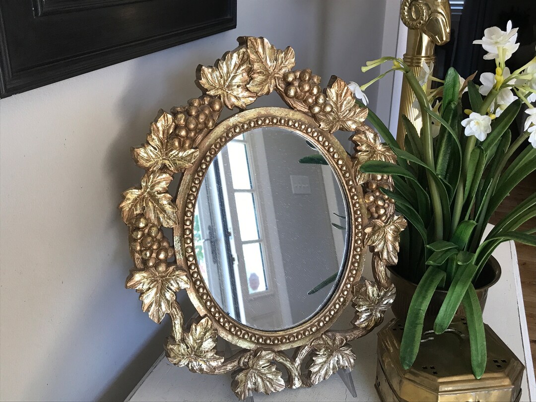 Vintage Ornate Gold Frame Mirror - Oval Gold Frame Accent Mirror - Oval ...