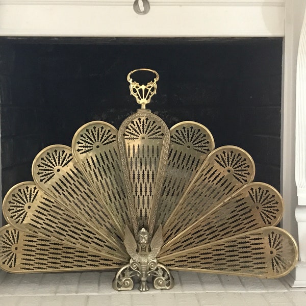 Peacock Fireplace Screen - Etsy