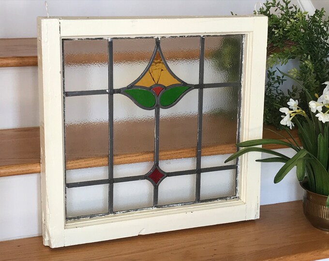 Salvaged Stained Glass Window - Antique Leaded Glass Window ...