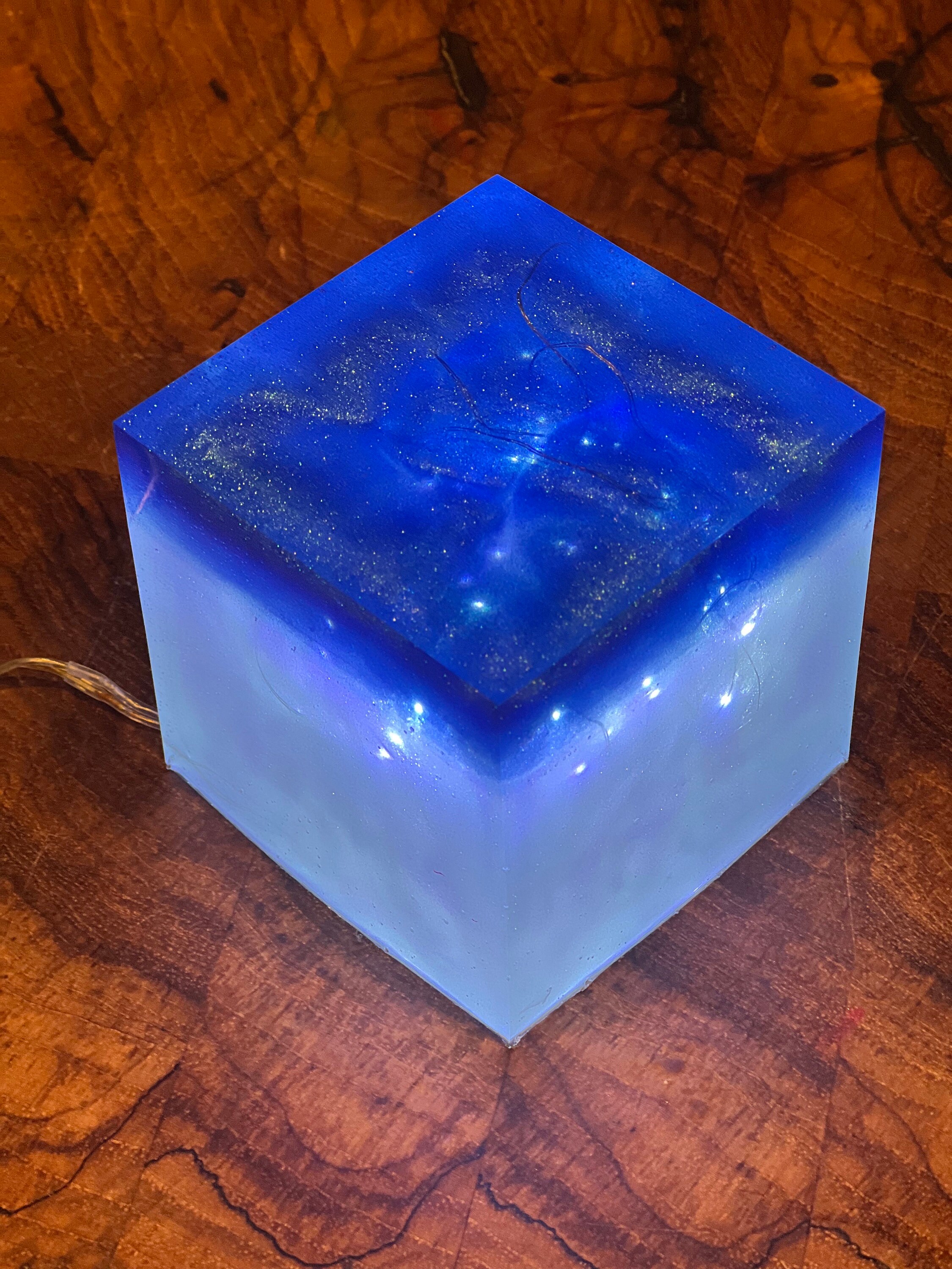 Modern Desk Light Blue Epoxy/resin Table Lamp, Bedside Night Light ...