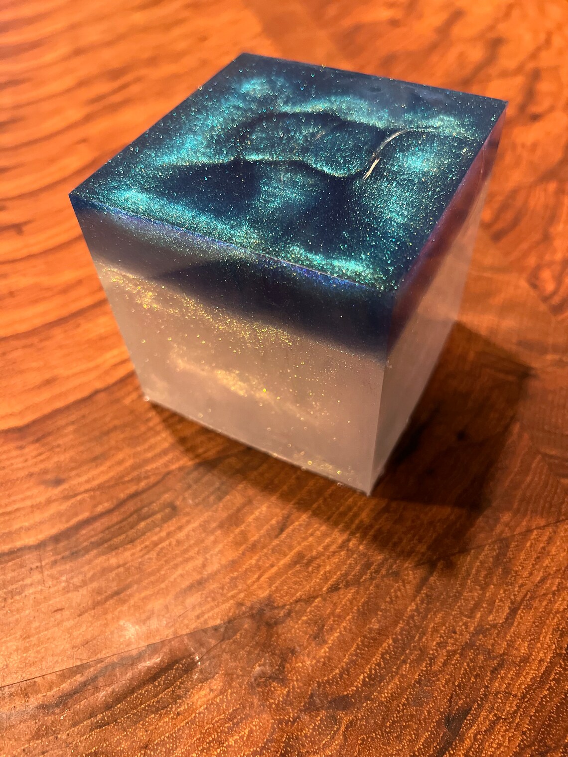 Modern Desk Light Blue Epoxy/resin Table Lamp, Bedside Night Light ...