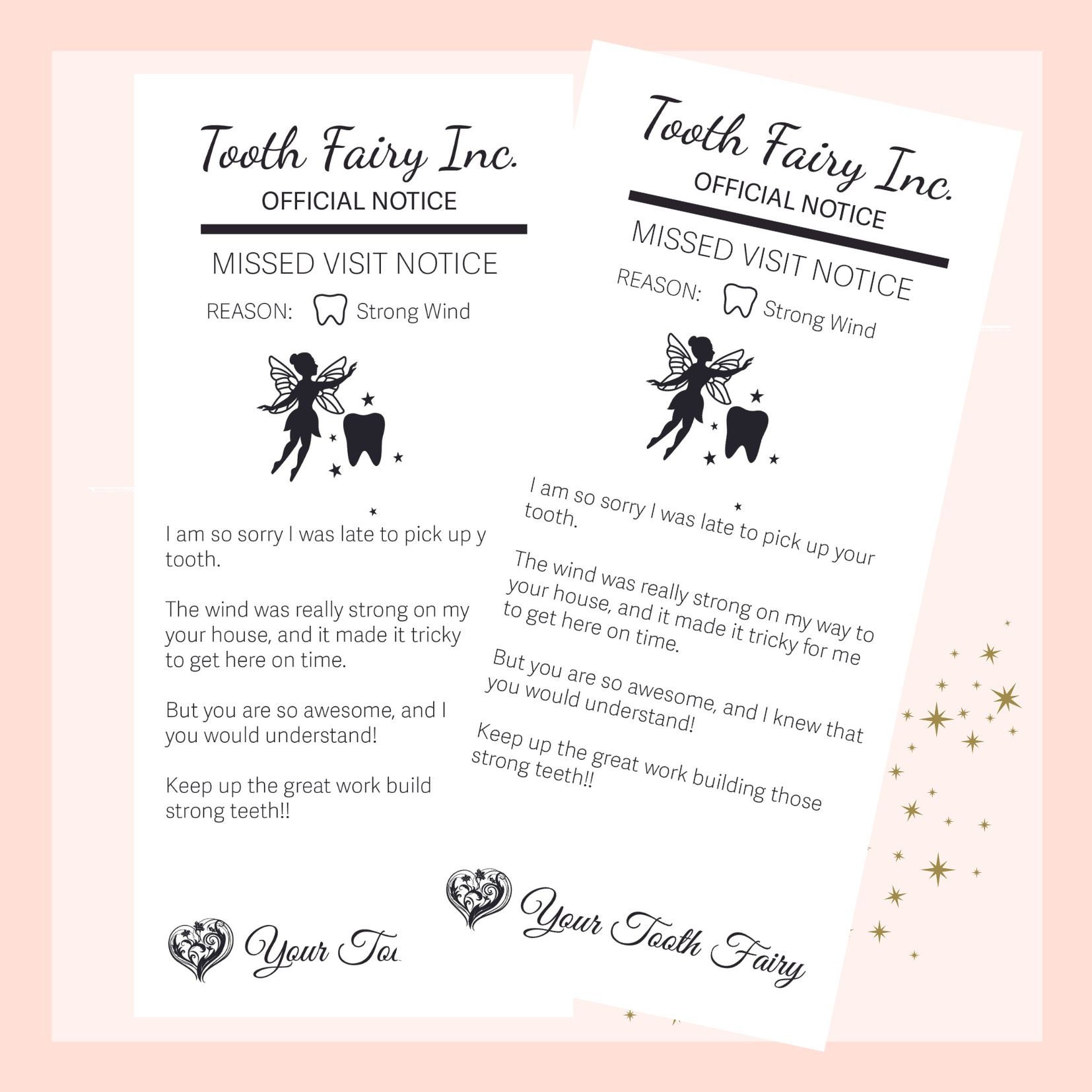 Tooth Fairy Printable Late Notice | Tooth Fairy Apology Note | Tooth ...