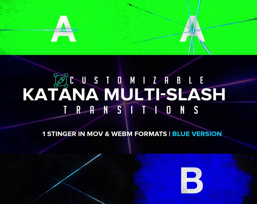 Blue Multi Slash Katana Sword Stinger Transition for Twitch Gaming ...
