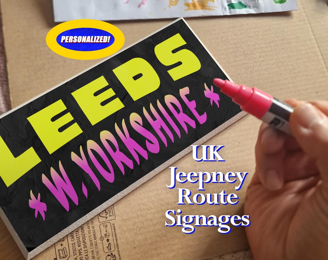Hand Painted Leeds Yorkshire Jeepney Sign, Custom UK Landmark Art - Etsy